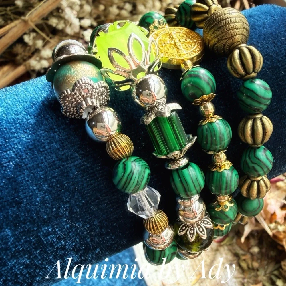 Alquimia | Jewelry | San Benito Vibrant Green Malachite And Gold ...